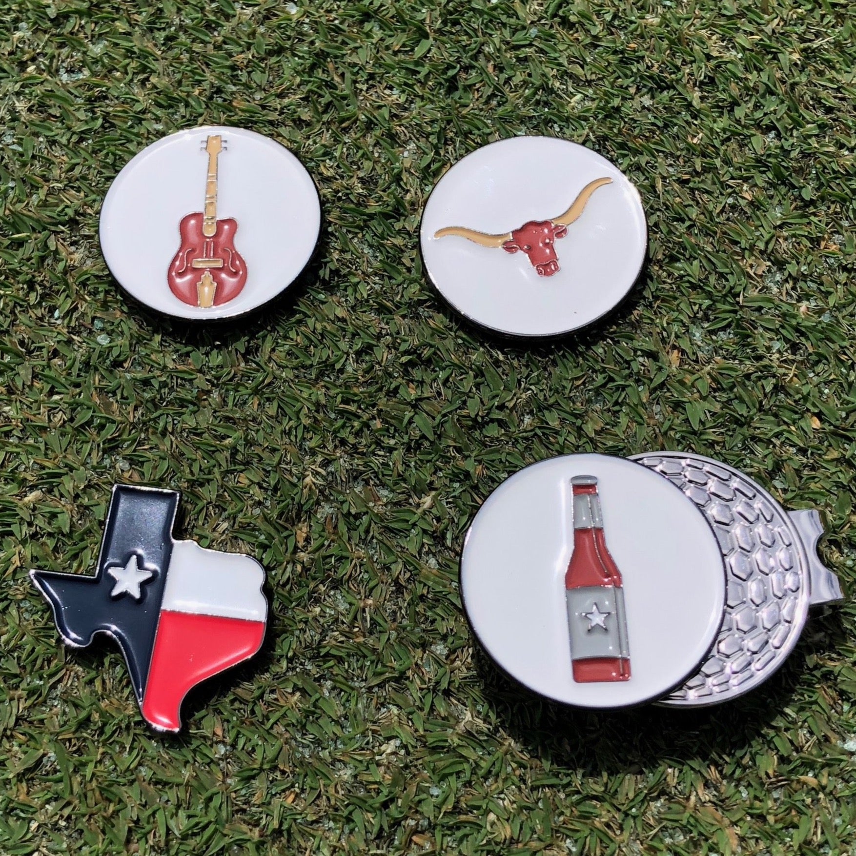 e9 golf "State of Mind" CA, FL and TX Golf Hat Clip Set with Four Ball ...