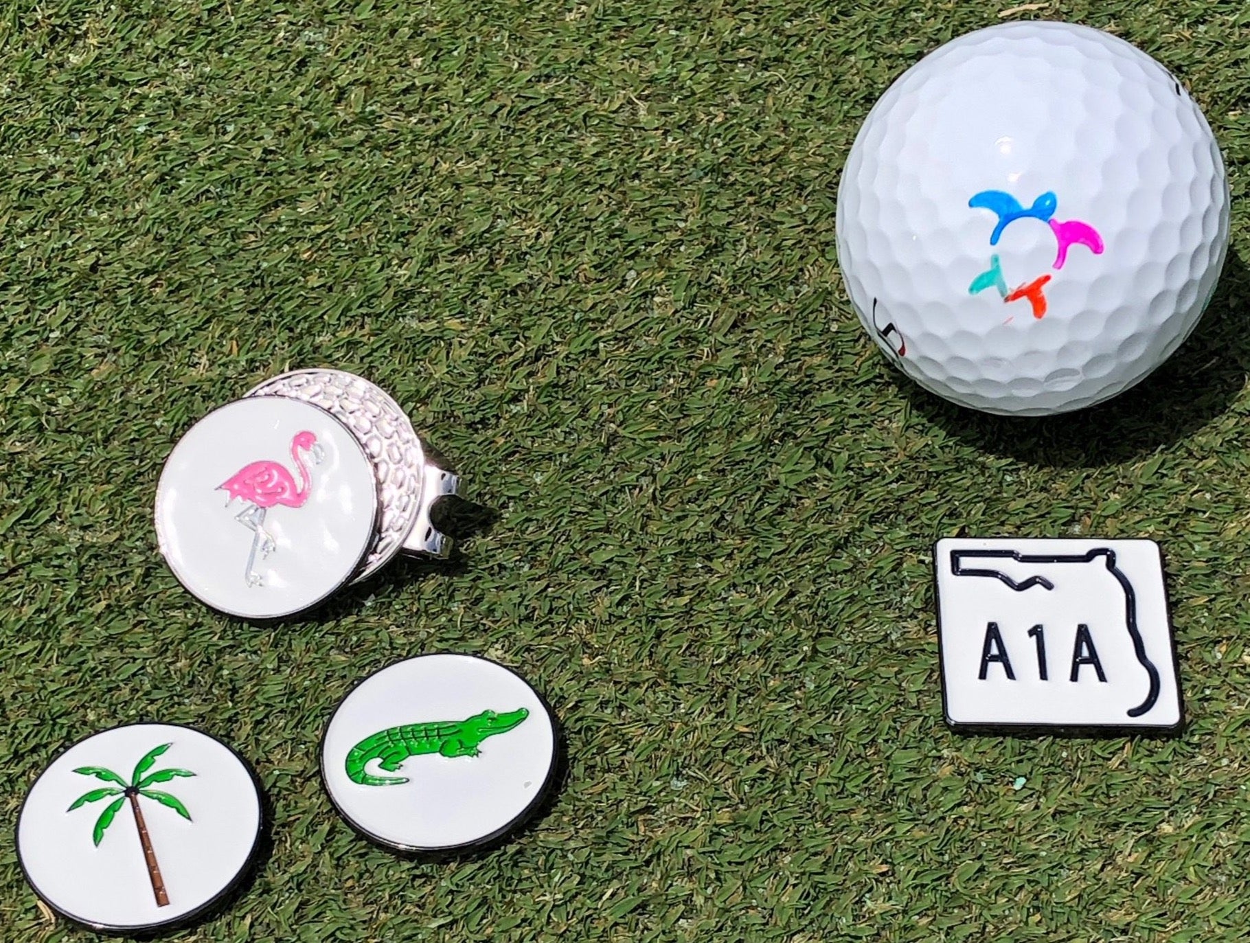 e9 golf "State of Mind" CA, FL and TX Golf Hat Clip Set with Four Ball ...