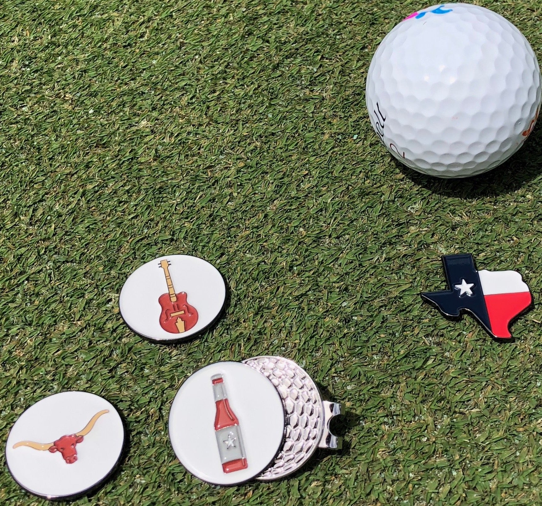 e9 golf "State of Mind" CA, FL and TX Golf Hat Clip Set with Four Ball ...