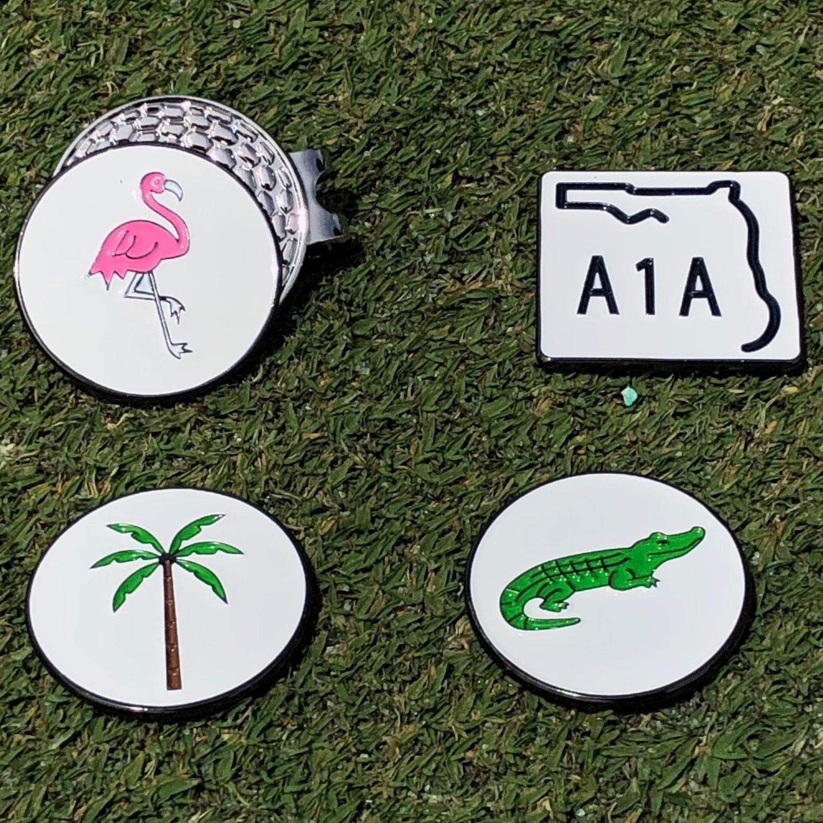 e9 golf "State of Mind" CA, FL and TX Golf Hat Clip Set with Four Ball ...