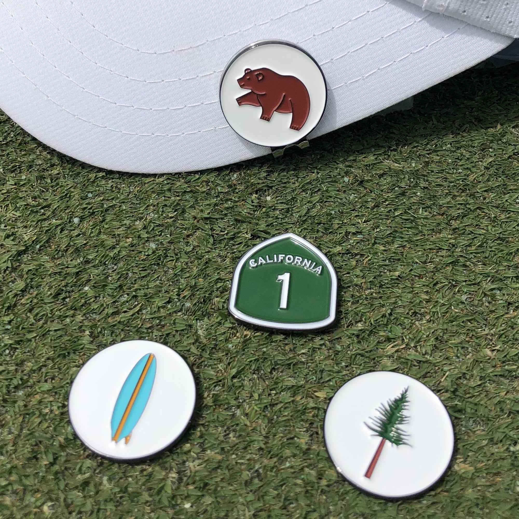 e9 golf "State of Mind" CA, FL and TX Golf Hat Clip Set with Four Ball ...