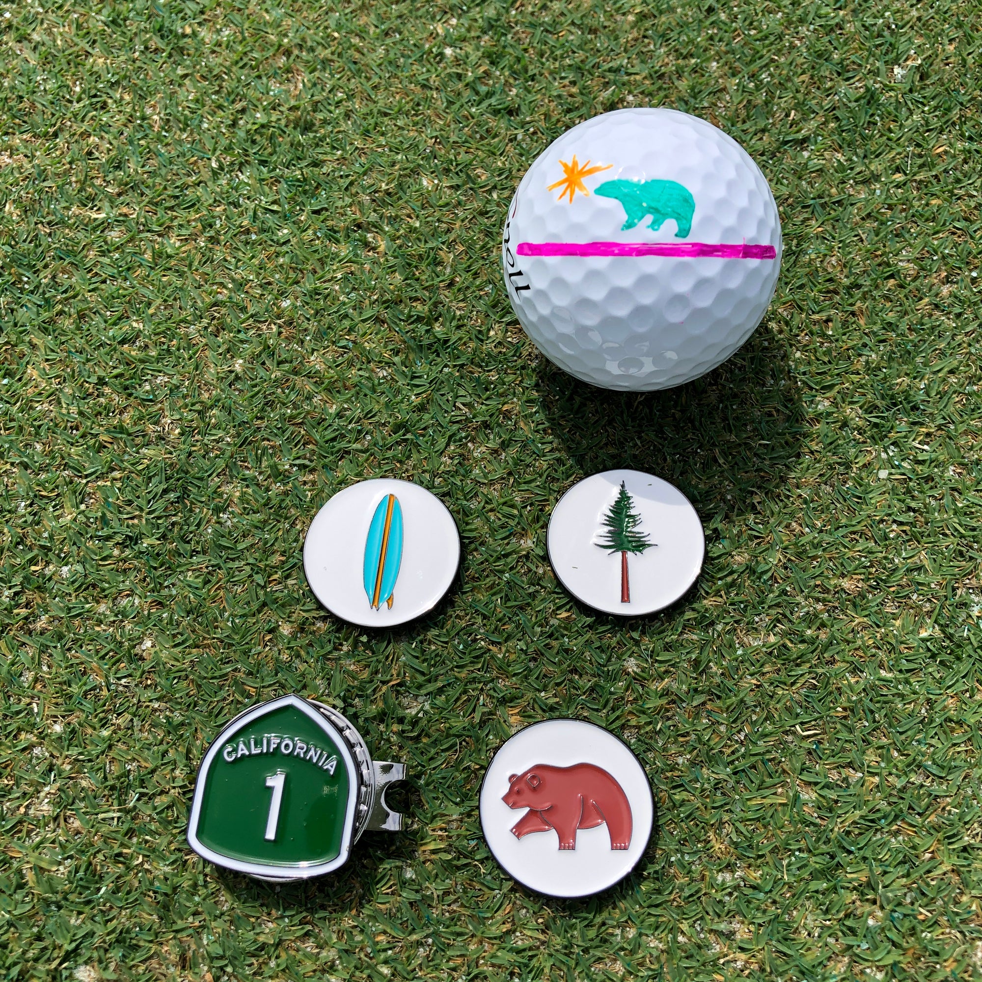e9 golf "State of Mind" CA, FL and TX Golf Hat Clip Set with Four Ball ...