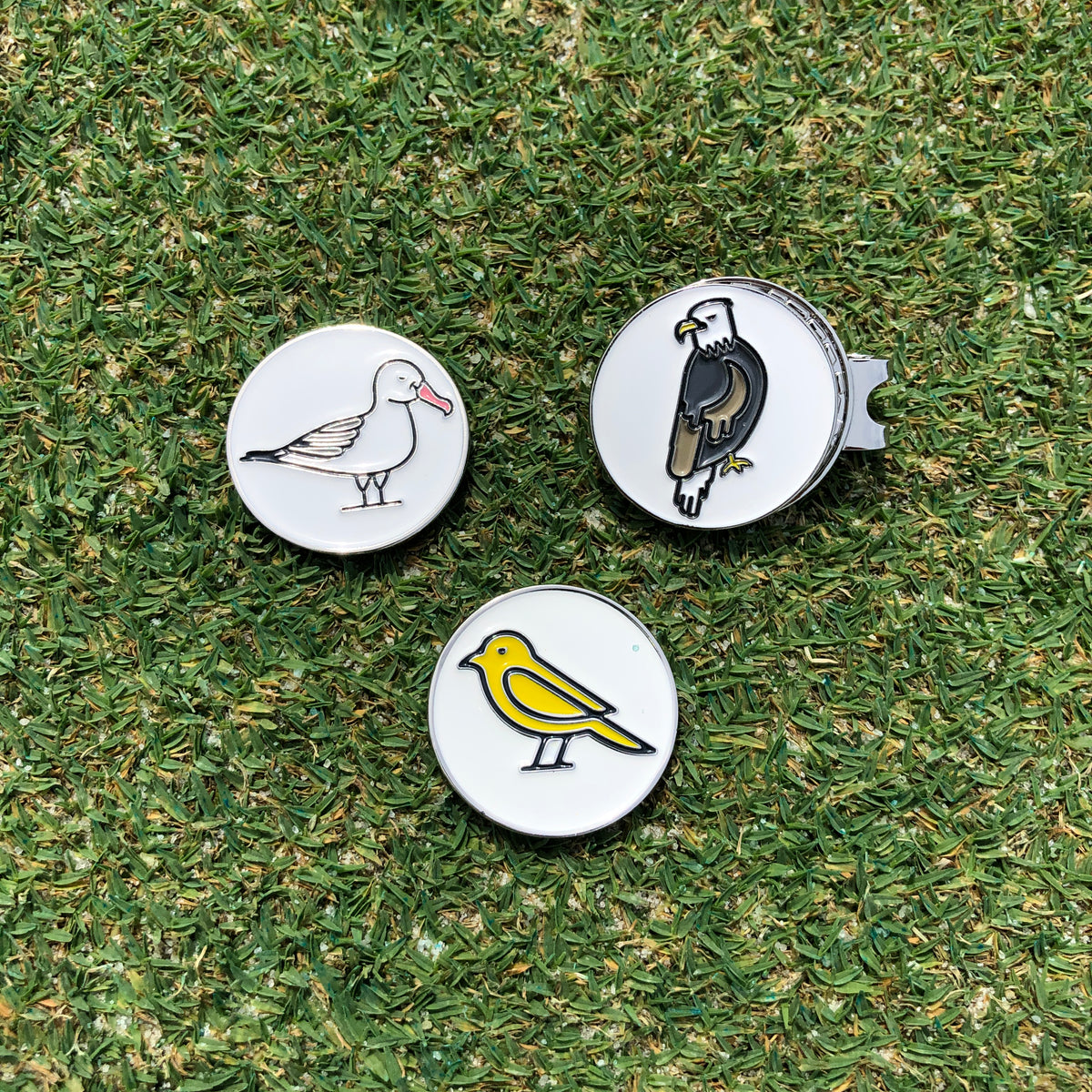 e9 golf "Fore the Birds" Golf Hat Clip Set with Three Ball Markers – e9 ...